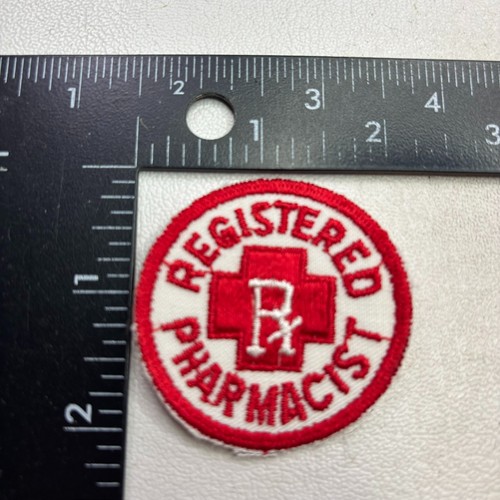 Vtg REGISTERED PHARMACIST Patch Red Embroidered Rx Pharmacy Medicine ...