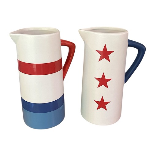 🇺🇸Target Patriotic Ceramic Pitchers Set Red White Blue 4th of July ...