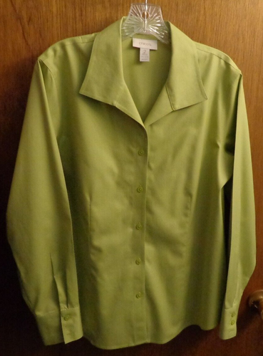 Chicos 2 Bright Green Button Shirt Top No Iron Womens L 42" chest | eBay