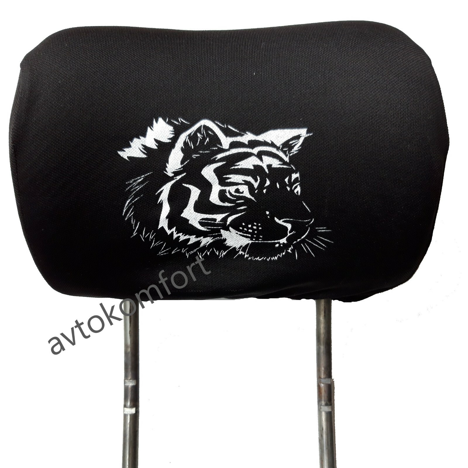Tiger Pair Black Racing Headrest Covers Car Van Bus Head Rest Covers | eBay