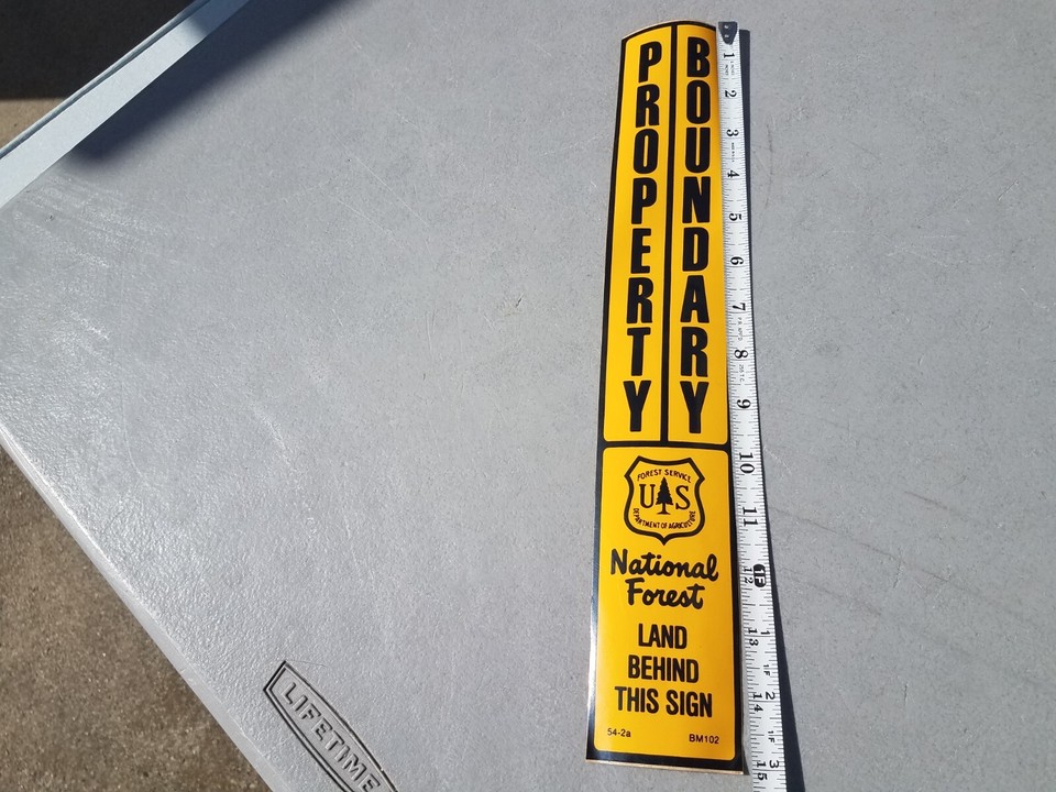 NOS Vintage US Forest Service Property Boundary 15" Sticker Sign ...