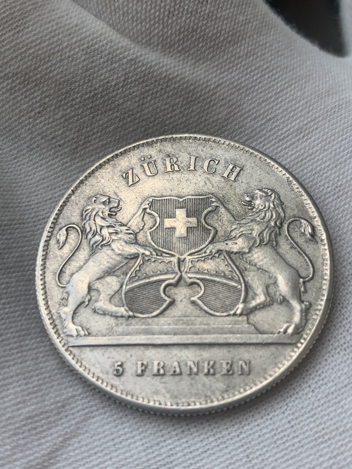 Switzerland 1859 Zurich 5 Francs Shooting Thaler, Rare 6k, Original ...