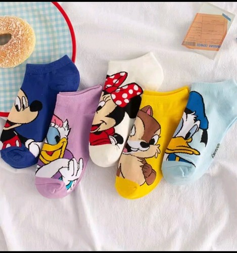 5PR DISNEY Mickey & Friends Ladies Shoe Sz 4-10 Cotton, Poly/Spdx No ...