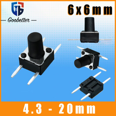 6x6mm Mini Micro Switch 4 Pin Push Button Momentary Tactile Switch 4.3 ...