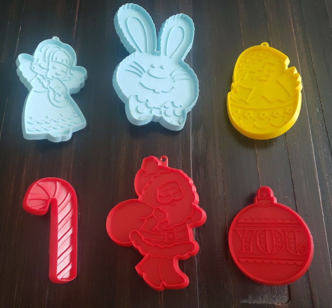 VTG Lot Of 6 Hallmark Holiday Cookie Cutters Angel Bunny Chick Santa ...
