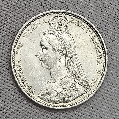 1889 Great Britain, Six pence -Queen Victoria Jubilee QV British Silver ...