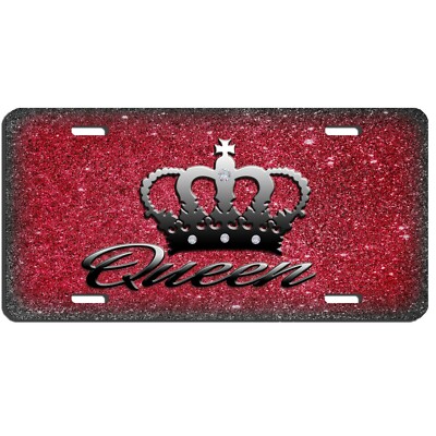 Queen vanity art aluminum license plate car truck SUV tag red and gray ...