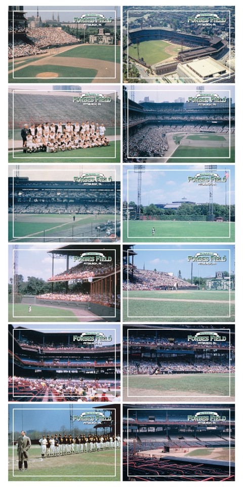Complete set of 24 Color Forbes Field postcards by Len Martin ...