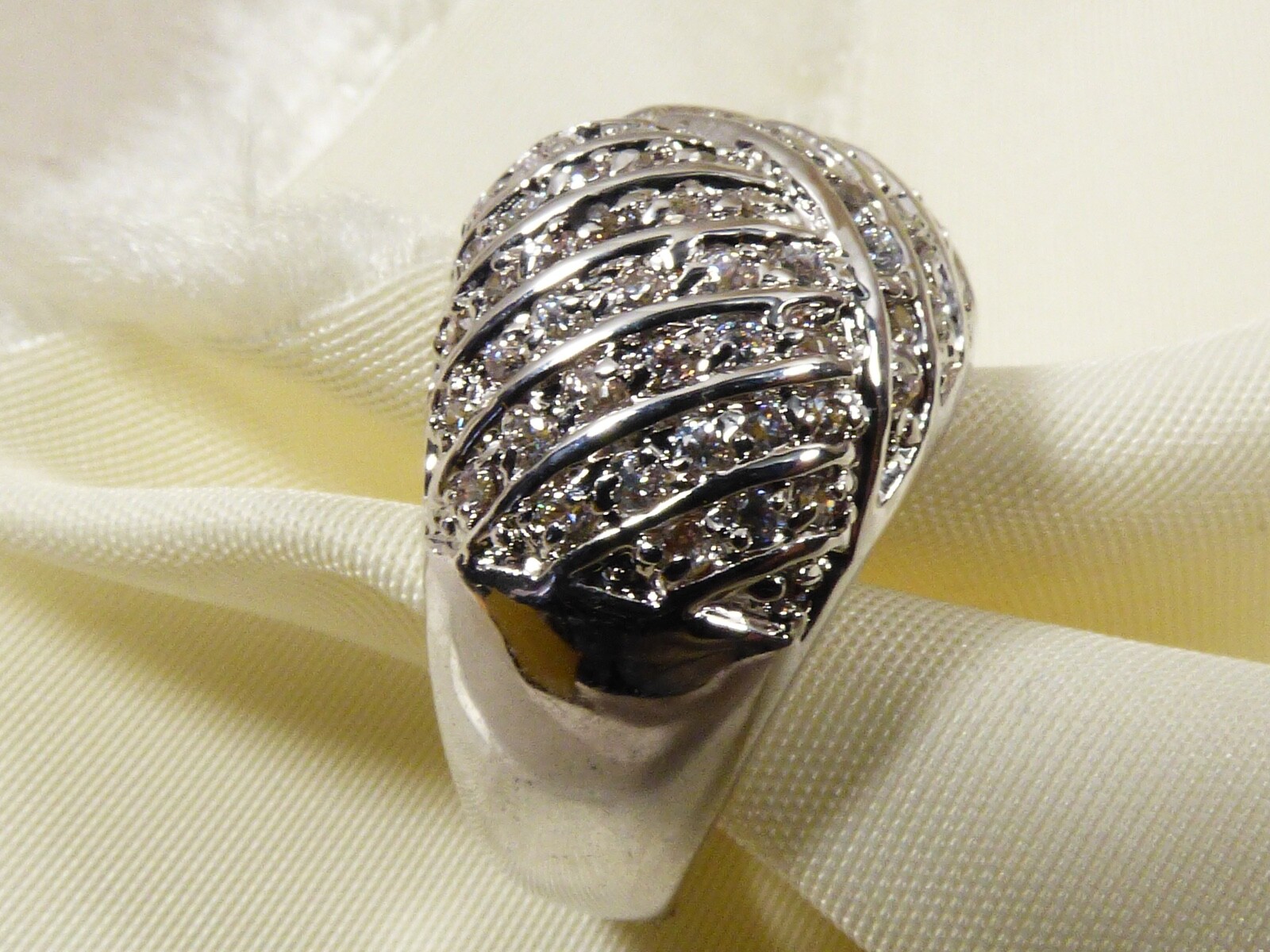 Silver Color CZ Crystal Dome Weaved Design Ring Size 6 | eBay