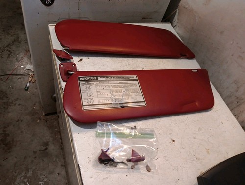 1987-96 Ford F150 F250 F350 Bronco? Sun Visors Set of 2 Pair VINYL Red W/ Hooks | eBay