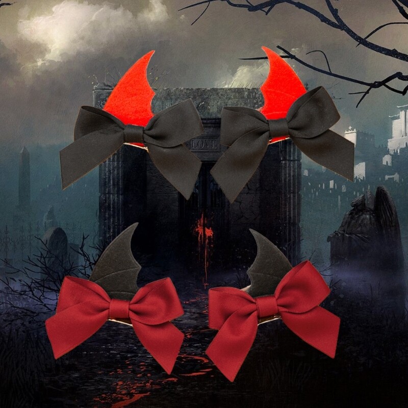 Goth Bat Wing Bowknot Hairpin Punk Hair Clip Halloween Hairpin for Girl ...