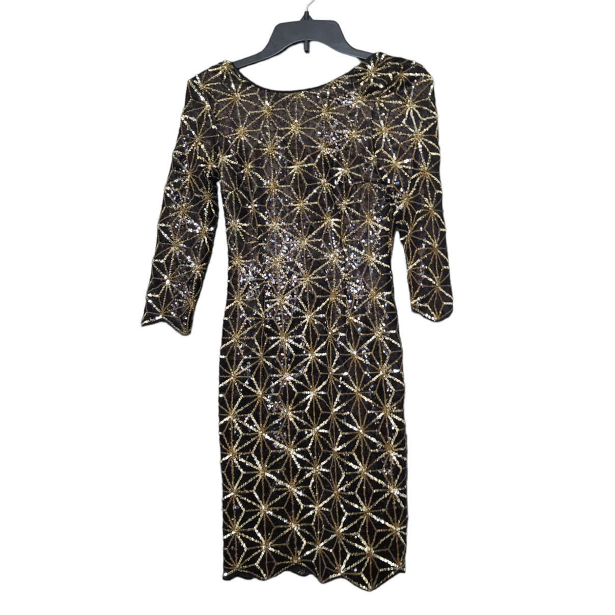 GB Gianni Bini Black and Gold Sequin V-back Dress Siz… - Gem