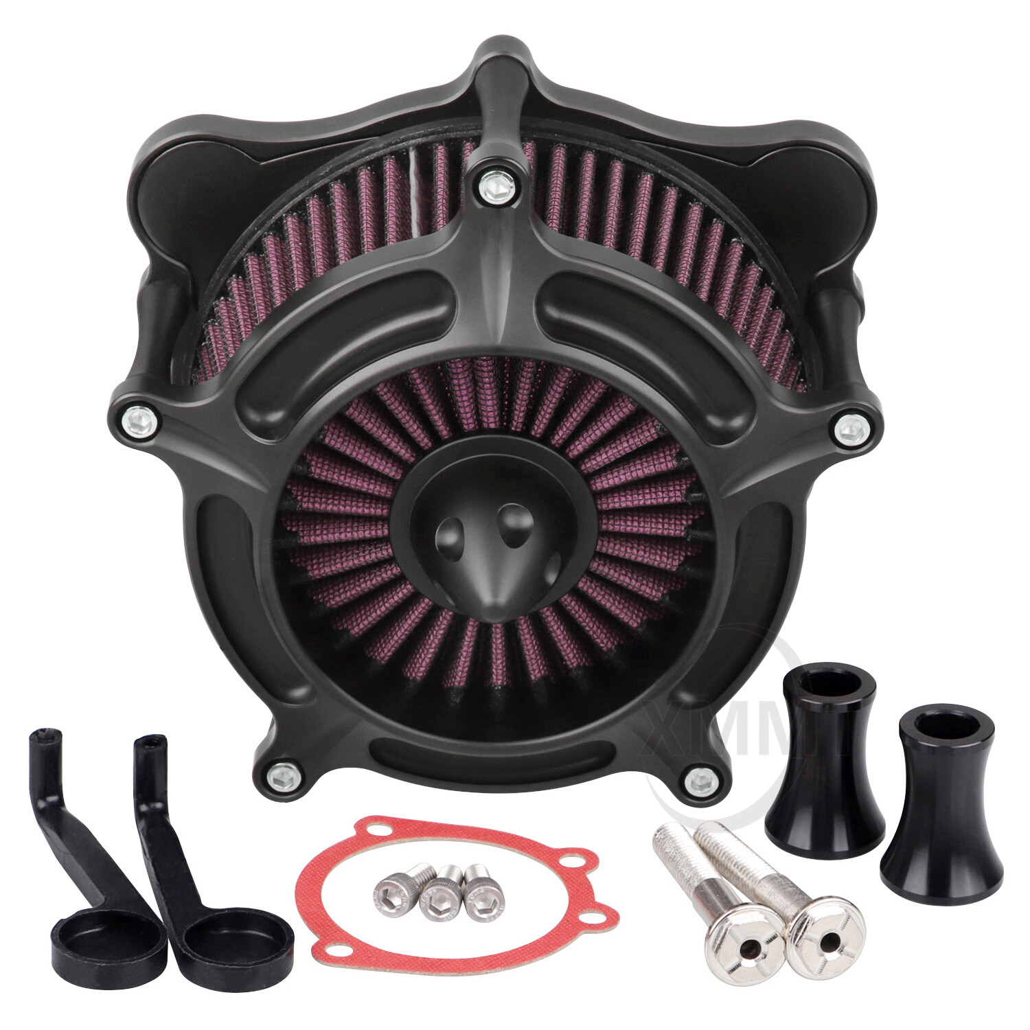 Matte Black Air Cleaner Red Intake Filter For Harley Softail Dyna FXD ...