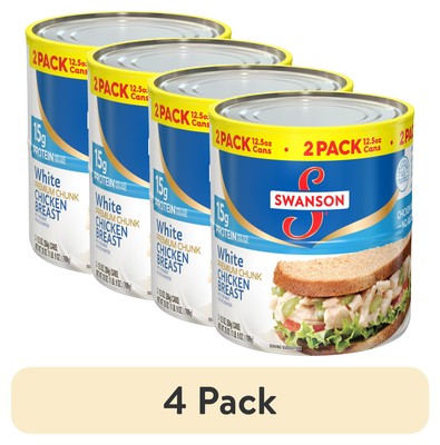 (4 Pack) (2 Pack) Swanson White Premium Chunk Canned Chicken Breast 12. ...