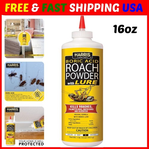 HARRIS Boric Acid Roach and Silverfish Killer Powder w/Lure for Insects ...