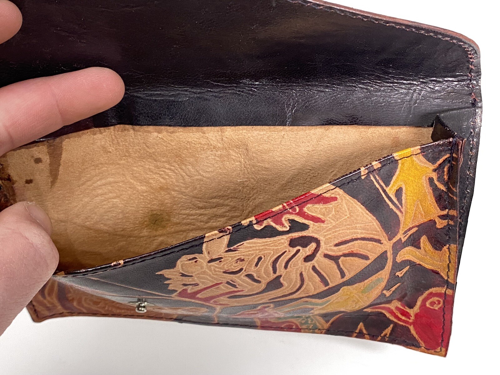 Vintage Leather African Safari Purse / Wallet Lion Ze… - Gem