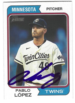 PABLO LOPEZ SIGNED 2023 TOPPS HERITAGE BASEBALL CARD MINNESOTA TWINS ...