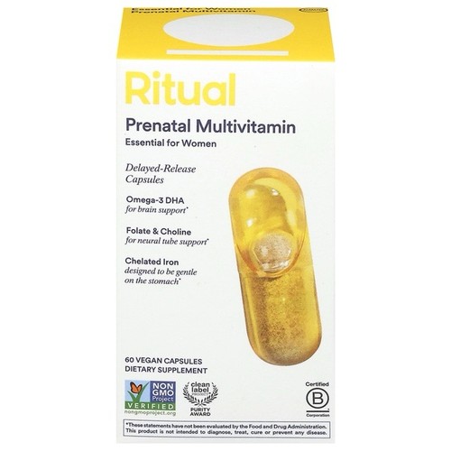 Ritual Prenatal Multivitamin Capsules Women, Vegan, 60-Pack, 30 Day ...