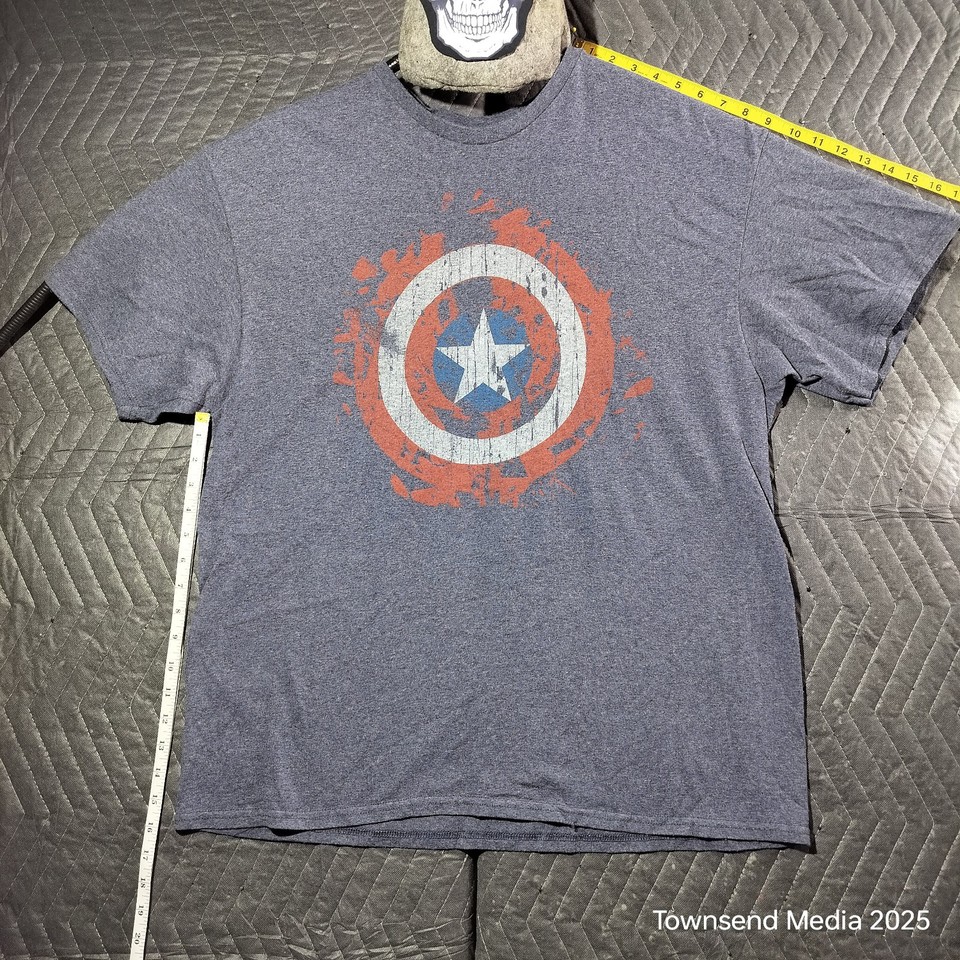 Captain America Mens XL - Splattered Dripping Distressed Classic Shield ...