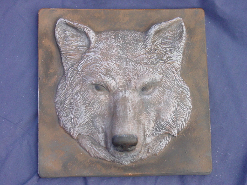Large Square Wolf Head Stepping Stone Cement Concrete Craft Garden Mold ...