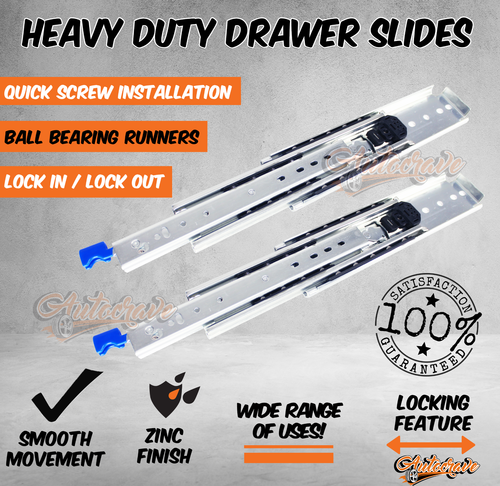 Heavy Duty Drawer Slides Full Extension Locking 900mm 205KG 4WD Fridge ...