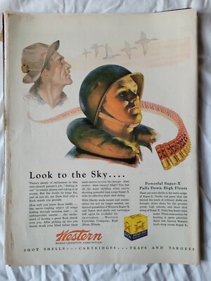 VTG 1944 Original Magazine Ad Western Guns Bullets AMMO Look To The Sky ...
