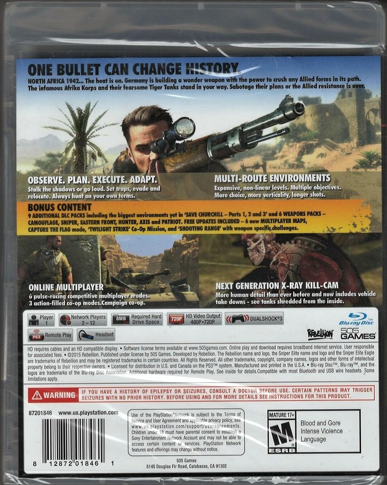 Sniper Elite III: Ultimate Edition PS3 (Brand New Factory Sealed US ...
