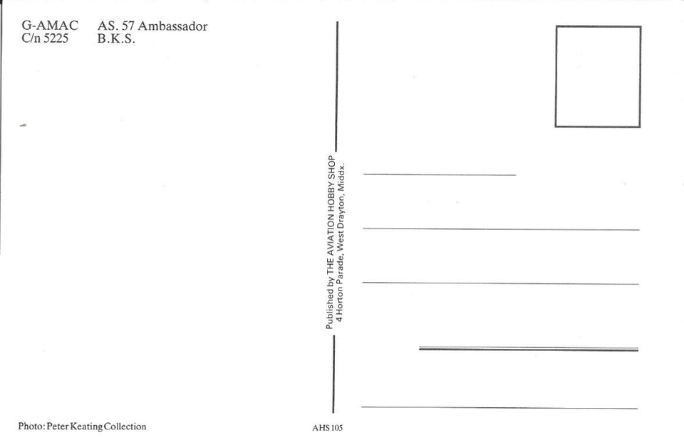 BKS AS-57 AMBASSADOR Airplane Postcard | eBay