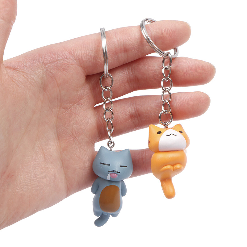 Lovely Cartoon Lucky Cat Key Chain Women Men Kitten Car Keychain ...