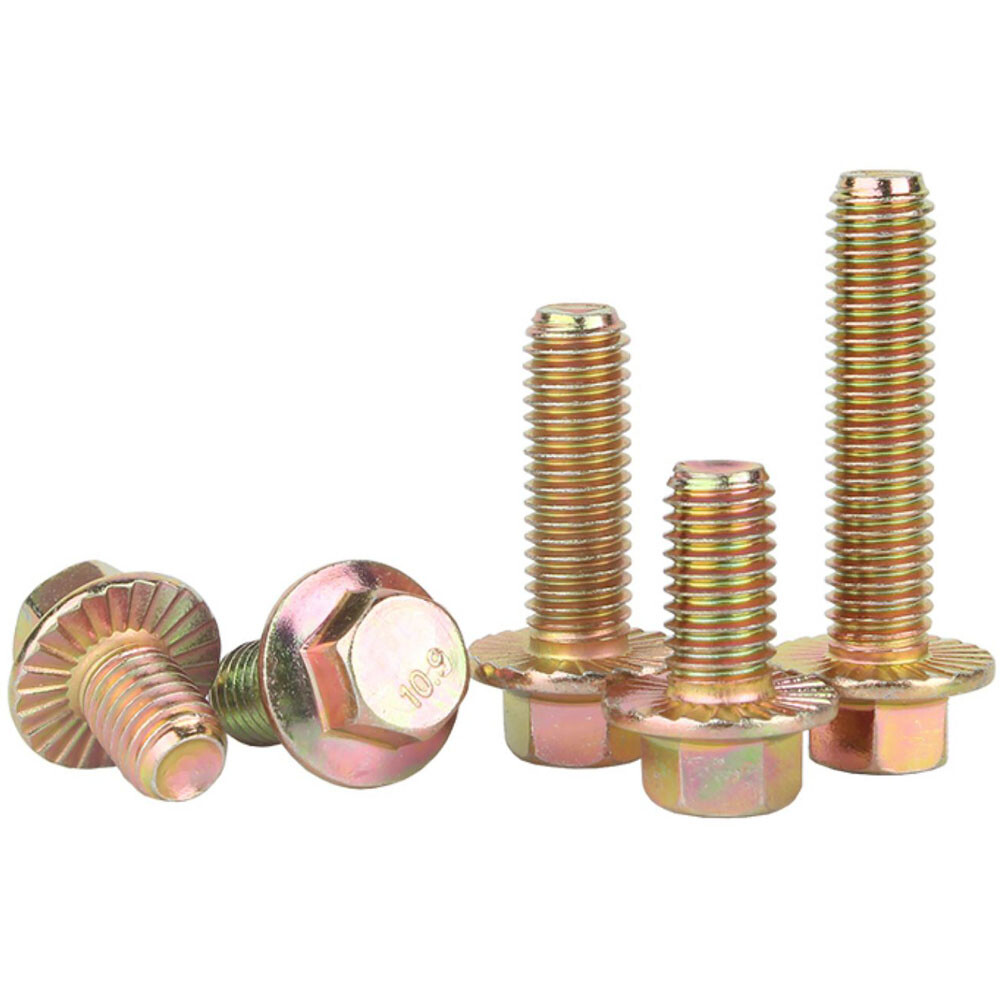 M6 - 1.0 Grade 10.9 Metric Hex Flange Bolts Hex Washer Head Scews Color ...