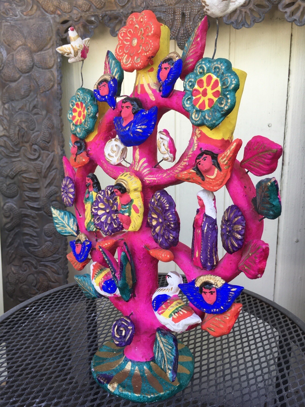 Stamped MODESTA FERNANDEZ Metepec Tree of Life Vtg Mexican Candelabra ...