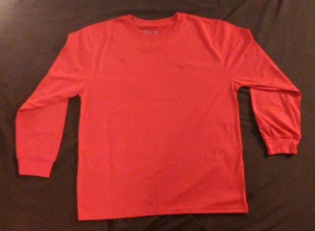 Red Champion Long Sleeve Embroidered Logo T-Shirt Size Large | eBay