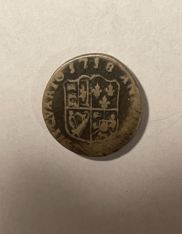 1718 rare Irish brass coin weight for a Portugal half moidore gold coin ...