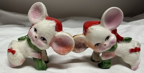 Vintage Christmas Mouse Mice Candle Huggers Sugared Japan ...