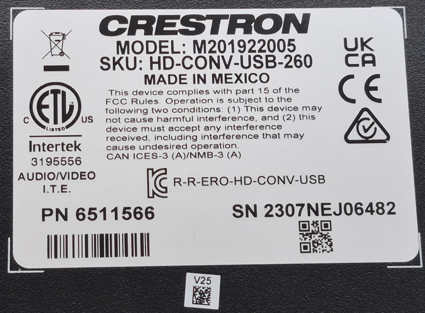 Crestron HD-CONV-USB-260 AV Converter w/ AC Adapter M201922005 6511566 ...