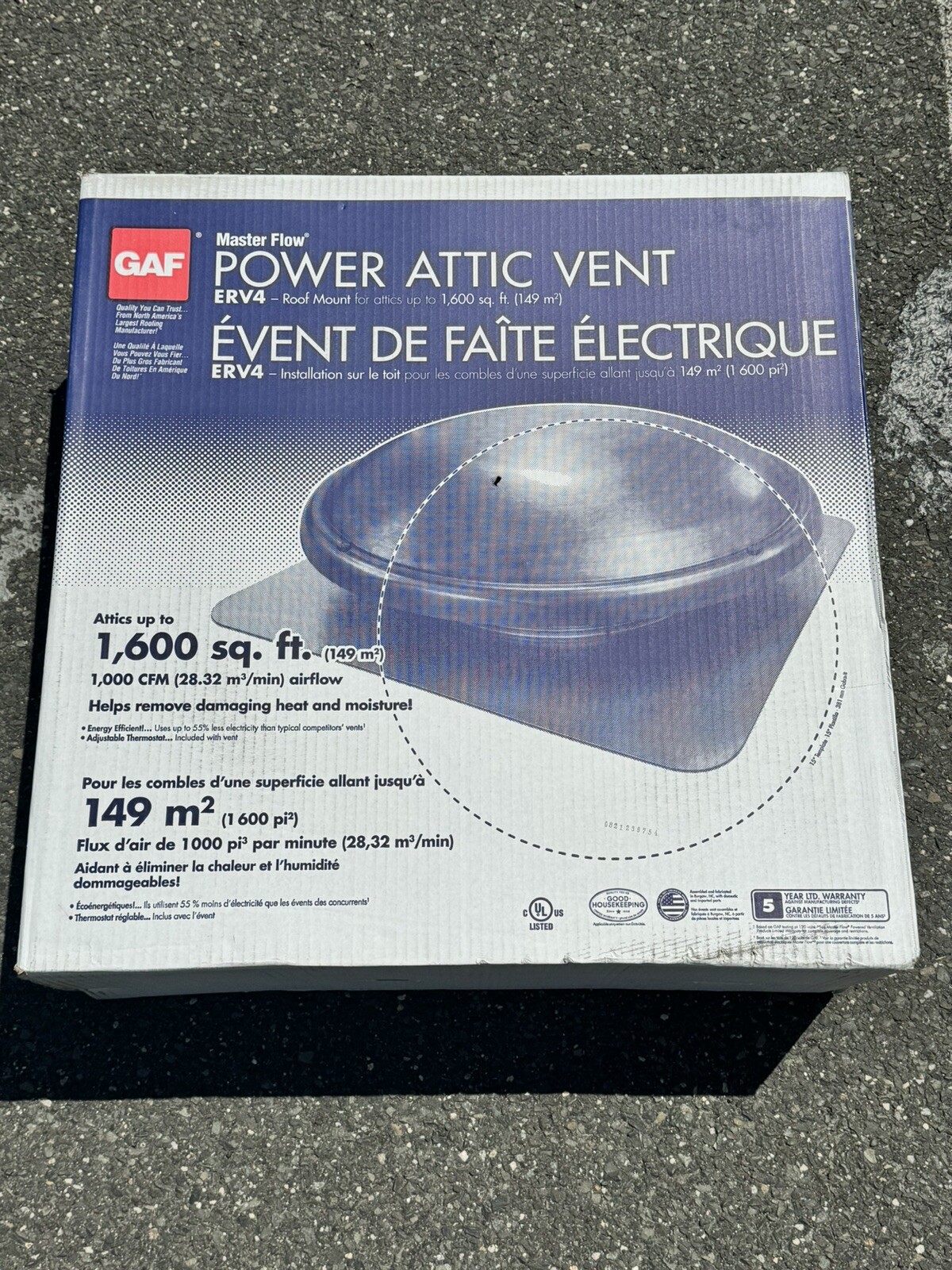 Master Flow Attic Fan Vent Roof Mount 1000 CFM Energy Efficient ...