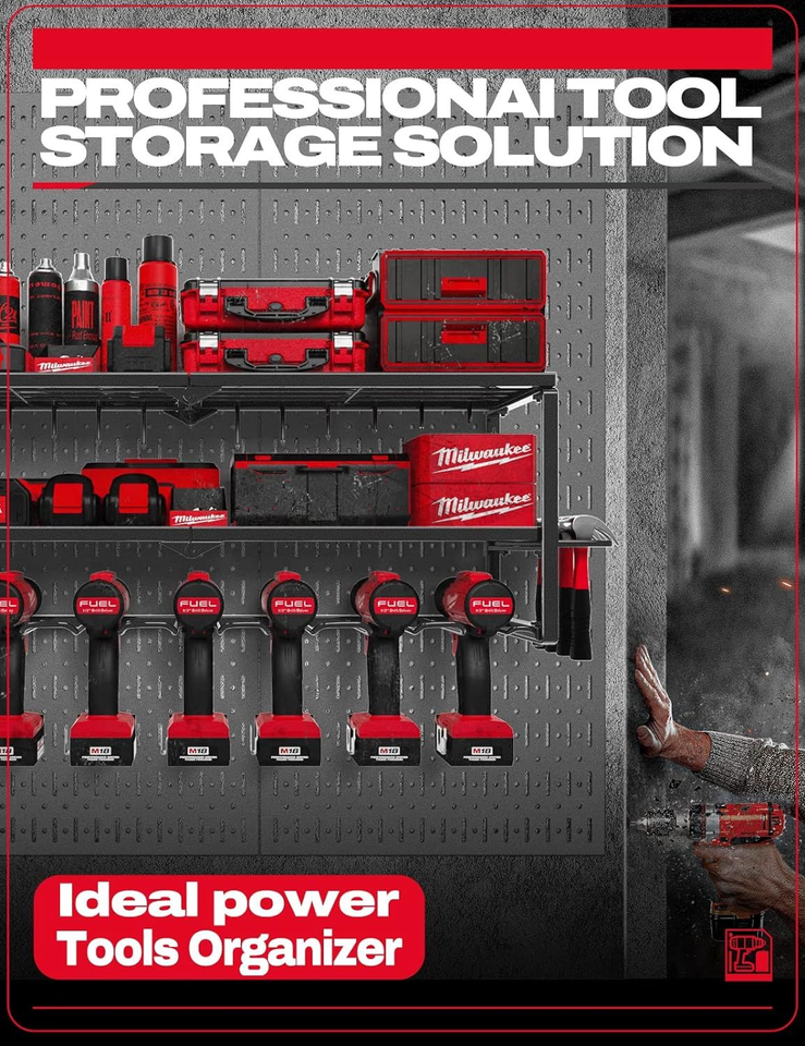 Power Tool Organizer, Garage Organization with 7 Drill Holders, Amoowis ...