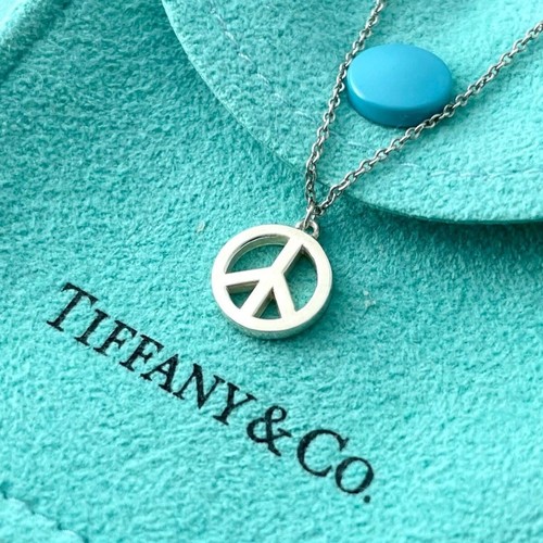 Authentic Tiffany & Co. Peace Sign Pendant Necklace 925 15.7" S58fe | eBay