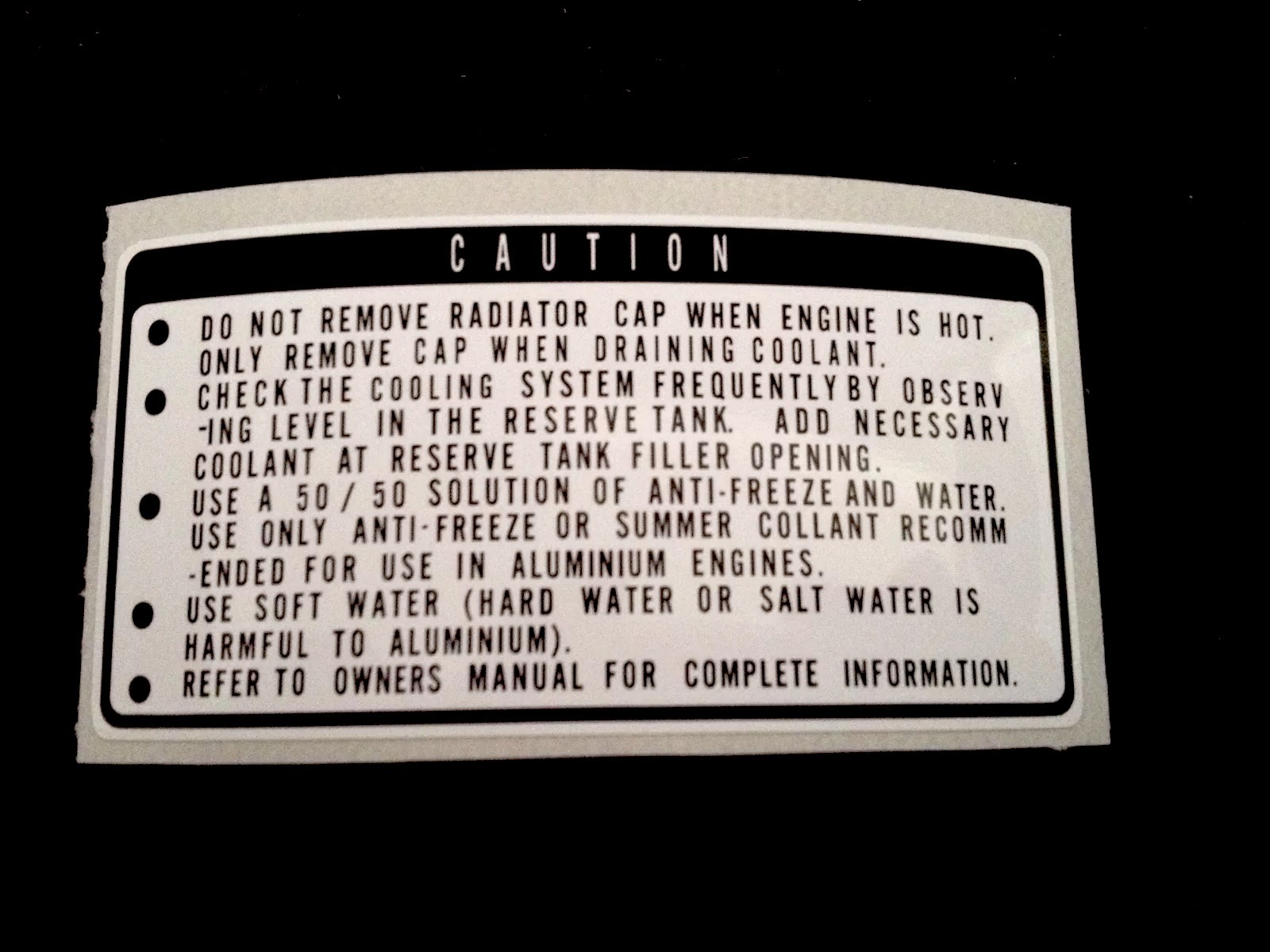 GL1000 "CAUTION RADIATOR" REPRODUCTION DECAL GL1000 GOLDWING | eBay