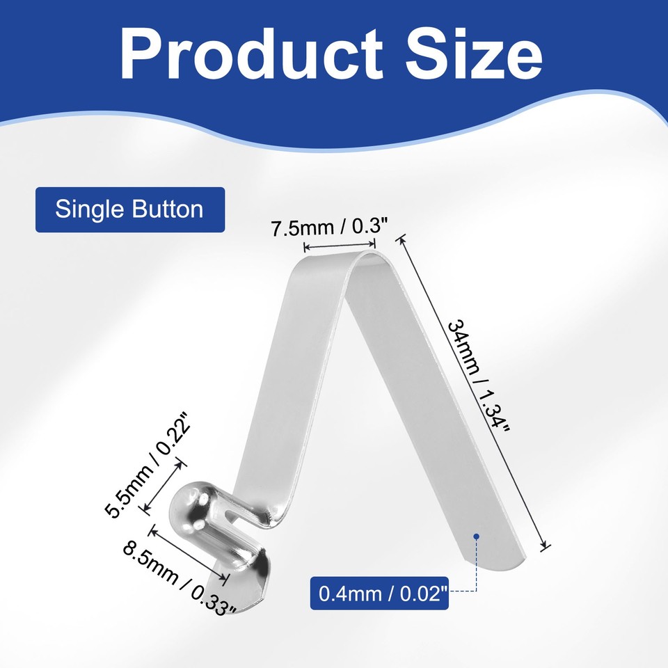 25pcs 5.5x8.5x34mm Single Button V-Shaped Paddle Snap Spring Clips ...