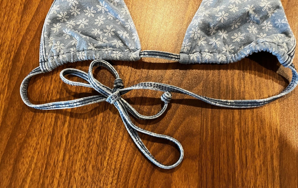 Kulani Kinis Bikini Top Womens Small Blue Floral Triangle String Swim ...