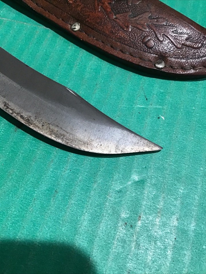 Vintage Western USA L66 Fixed Blade Skinning Hunting Knife W/ Leather ...