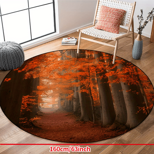 Thanksgiving Non-Slip Resistant Round Mat - Machine Washable Polyester ...