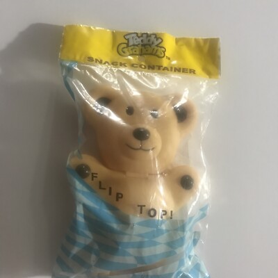 Vintage 1999 Teddy Grahams Snack Container NEW - SEALED - Gold Flip Top ...