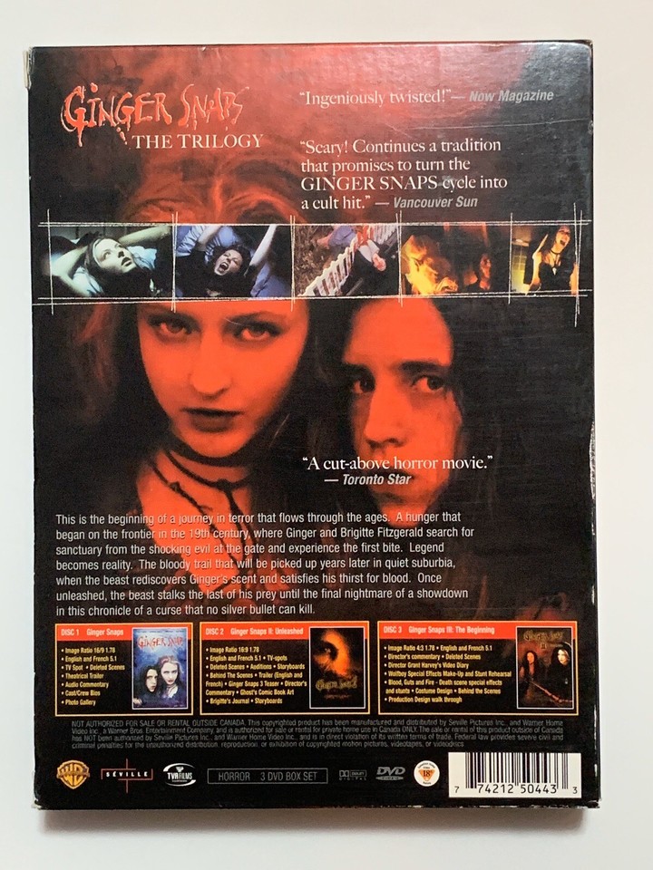 Ginger Snaps The Trilogy Special Collectors Edition OOP DVD Box Set ...