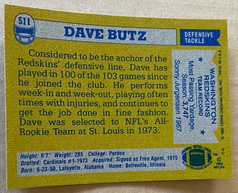 1982 TOPPS CARD #511 DAVE BUTZ NM-MT Condition | eBay