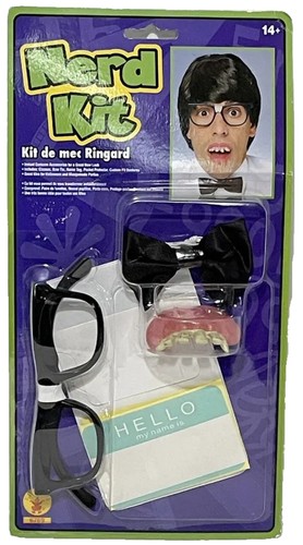 New NERD KIT Halloween Costume Unisex Glasses Dentures Bow Tie Pocket ...