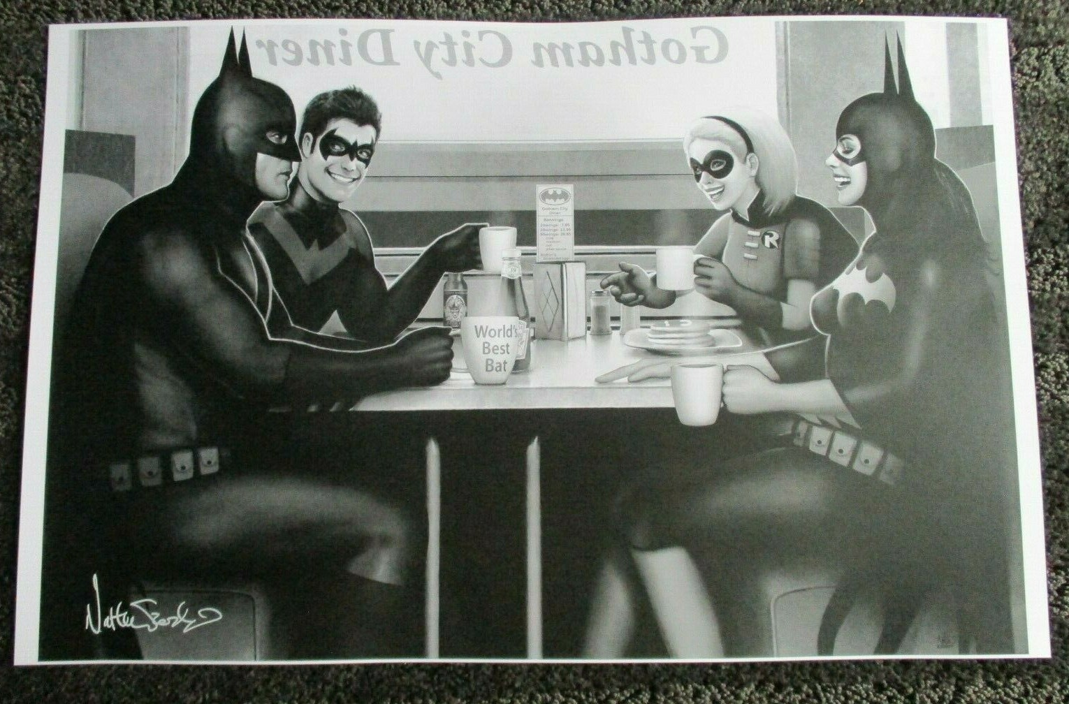NATHAN SZERDY SIGNED 11X17 ART PRINT BATMAN BATGIRL ROBIN NIGHTWING ...