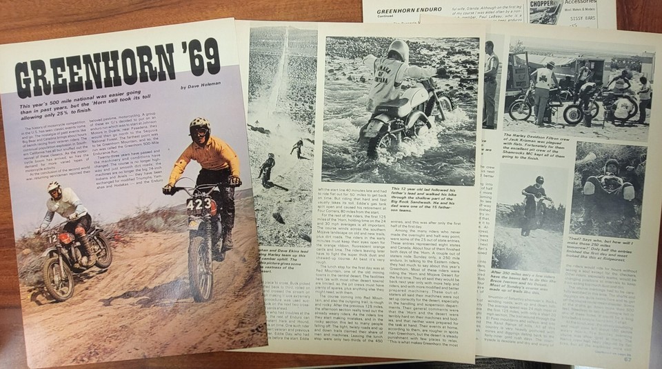 1969 Greenhorn Motocross 5p Race Article Dave Ekins | eBay