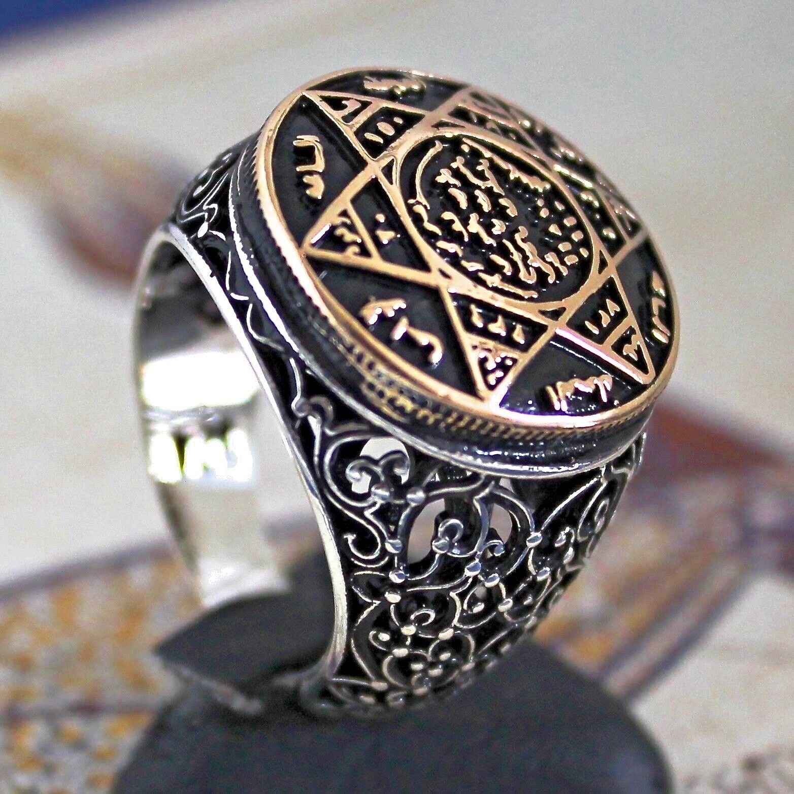 King Solomon Ring 925 Sterling Silver Seal of Solomon Signet Ring ...